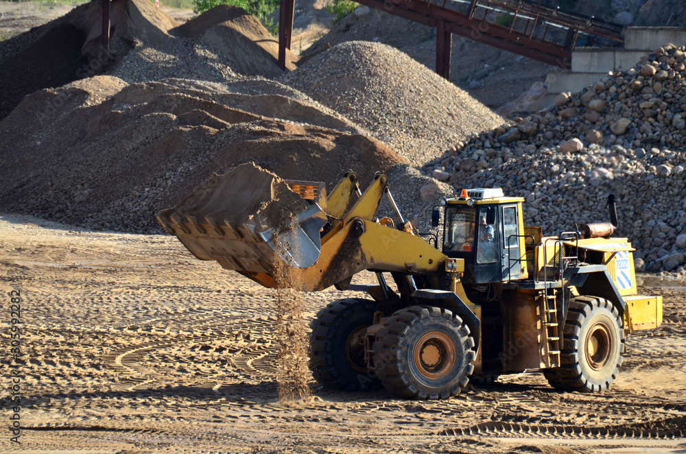 Large heavy front-end loader or all-wheel bulldozer for mechanization ...