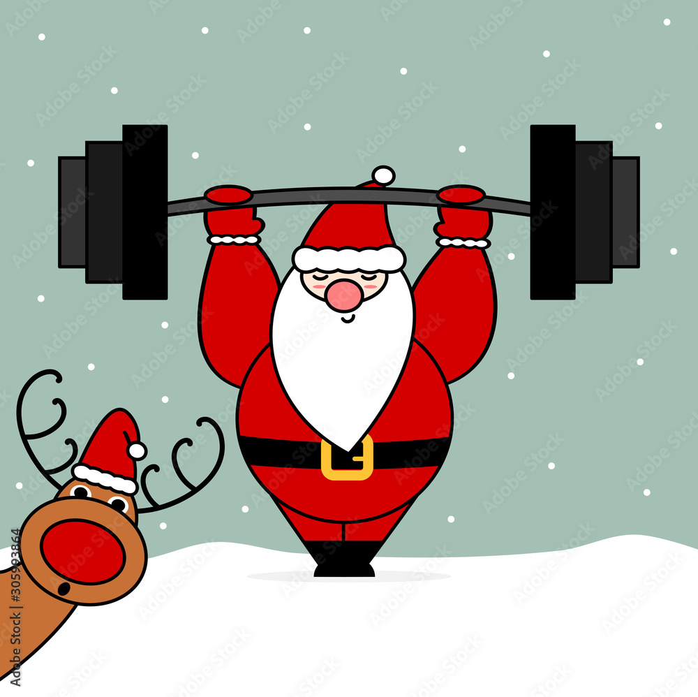 Exercising Reindeer Cartoon