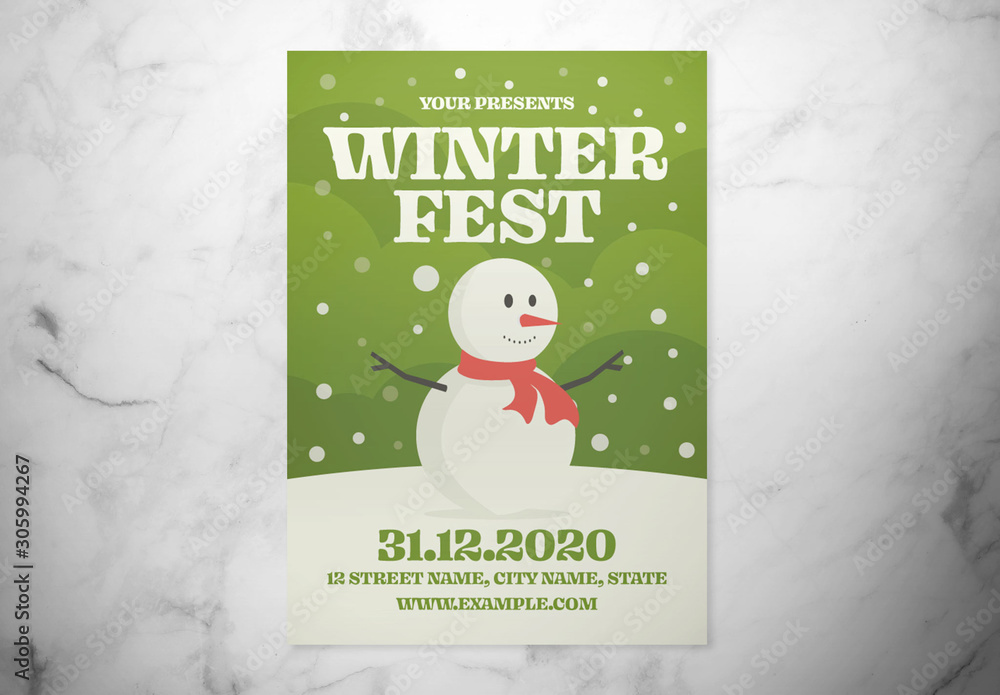 Winter Festival Event Flyer Layout Stock Template | Adobe Stock