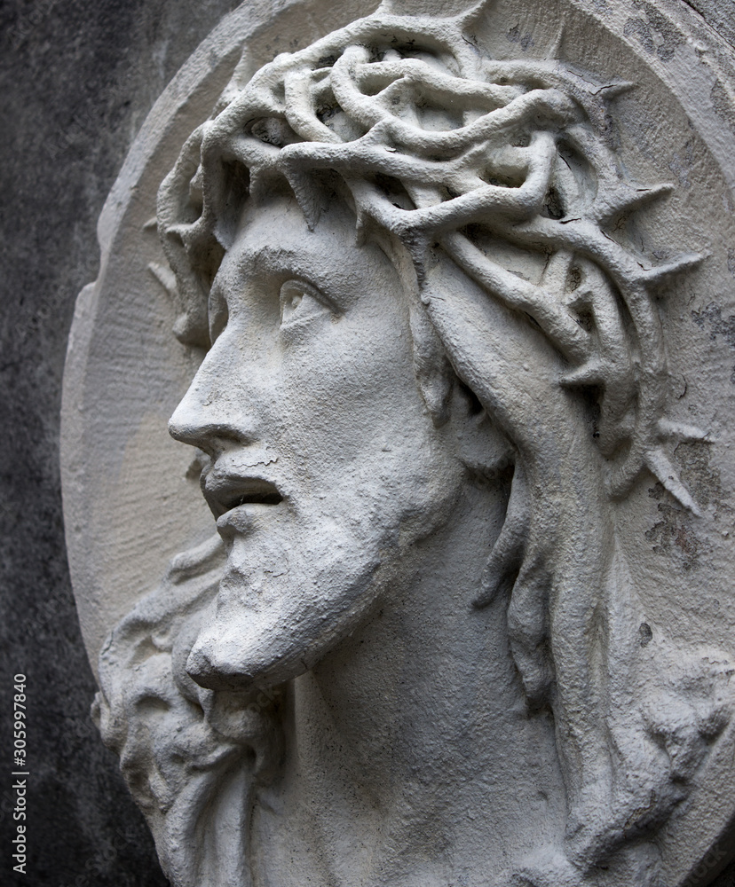 The face of Jesus Christ suffering on the cross Stock Photo | Adobe Stock