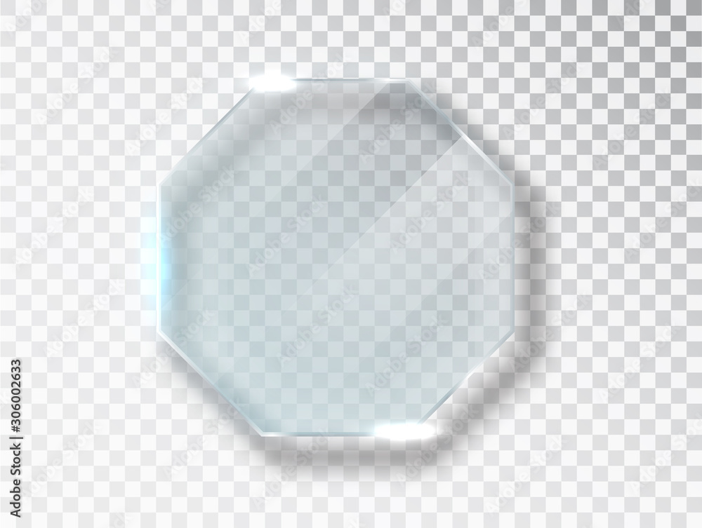 Glass octagon badge with a place for inscriptions isolated on ...