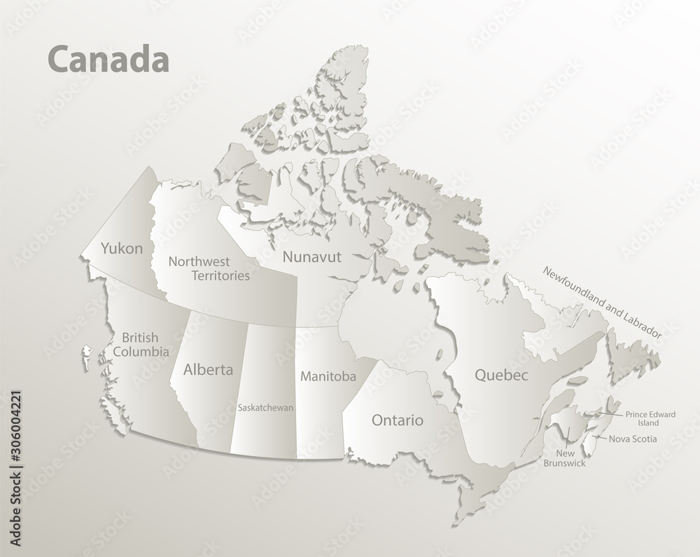 Canada map administrative division, separates regions and names ...