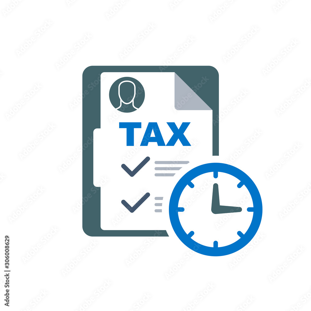 Time To Pay Tax Accounting Reminder Icon With Checklist And Clock time-to-pay-tax-accounting-reminder-icon-with-checklist-and-clock