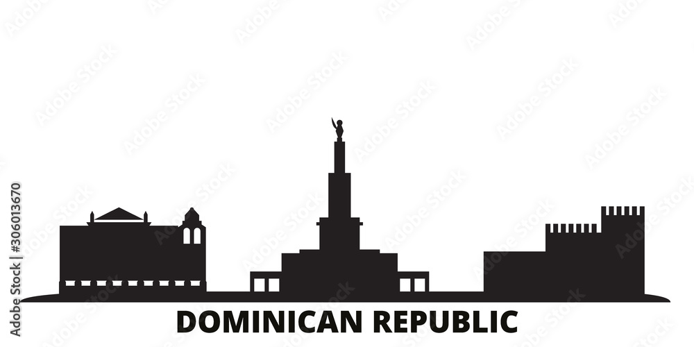 Dominican Republic city skyline isolated vector illustration. Dominican ...