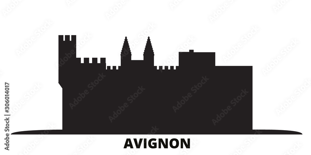 France, Avignon Landmark city skyline isolated vector illustration ...