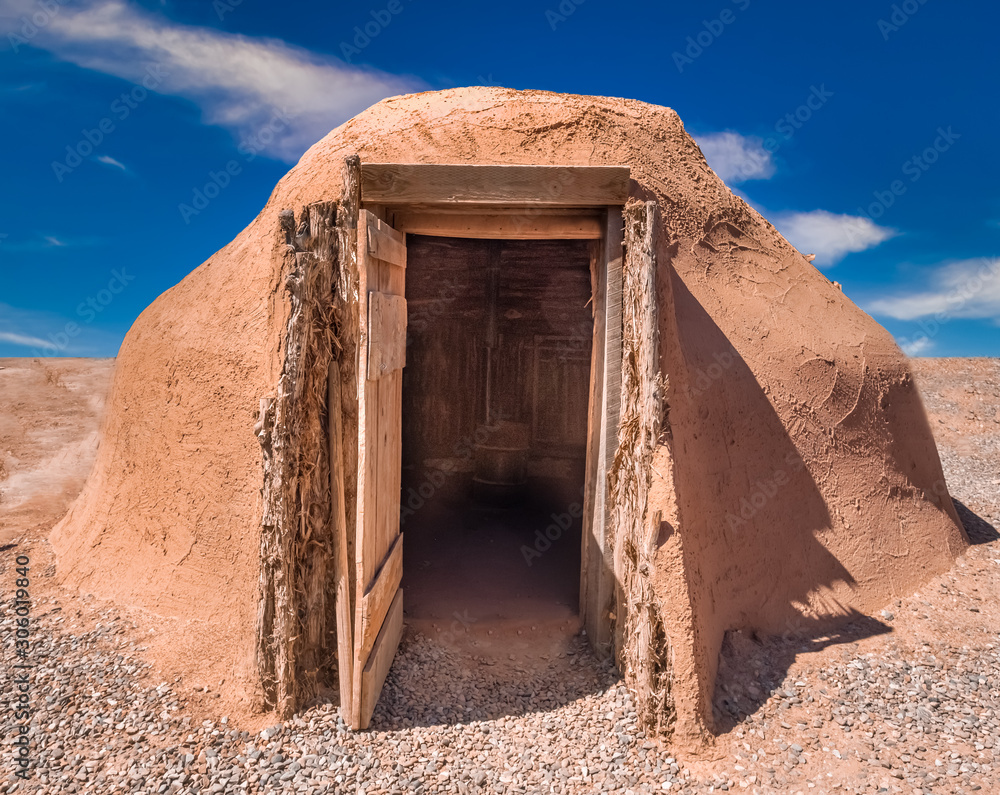 Historical Navajo hut, Navajo National Monument, preserving some of the ...