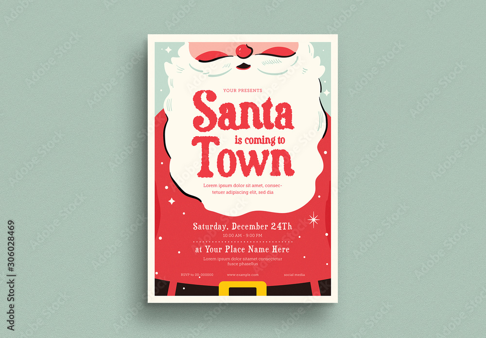 Christmas Santa Event Flyer Layout Stock Template | Adobe Stock