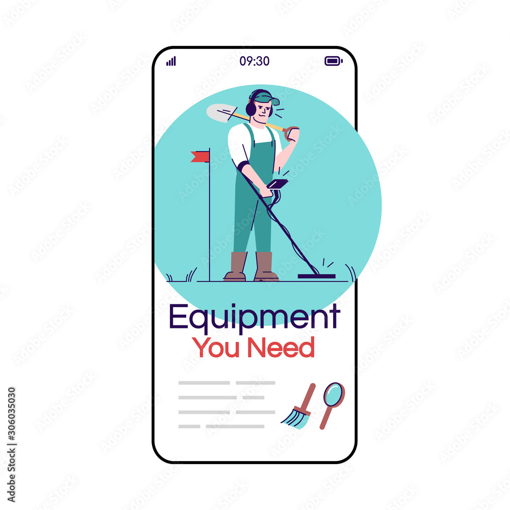 Equipment you need smartphone app screen. Mobile phone displays with ...