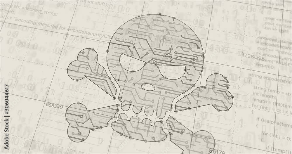 Cyber crime with skull symbol project creating. Abstract concept of ...