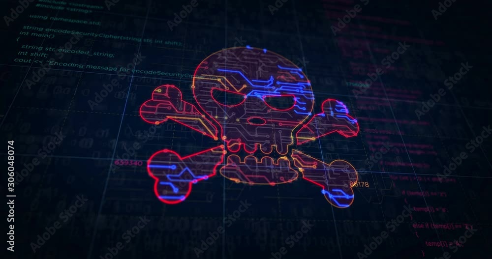 Cyber crime with skull symbol project creating. Abstract concept of ...