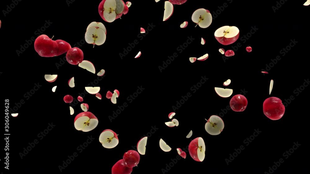 Realistic render of falling Fuji apples on transparent background (with ...