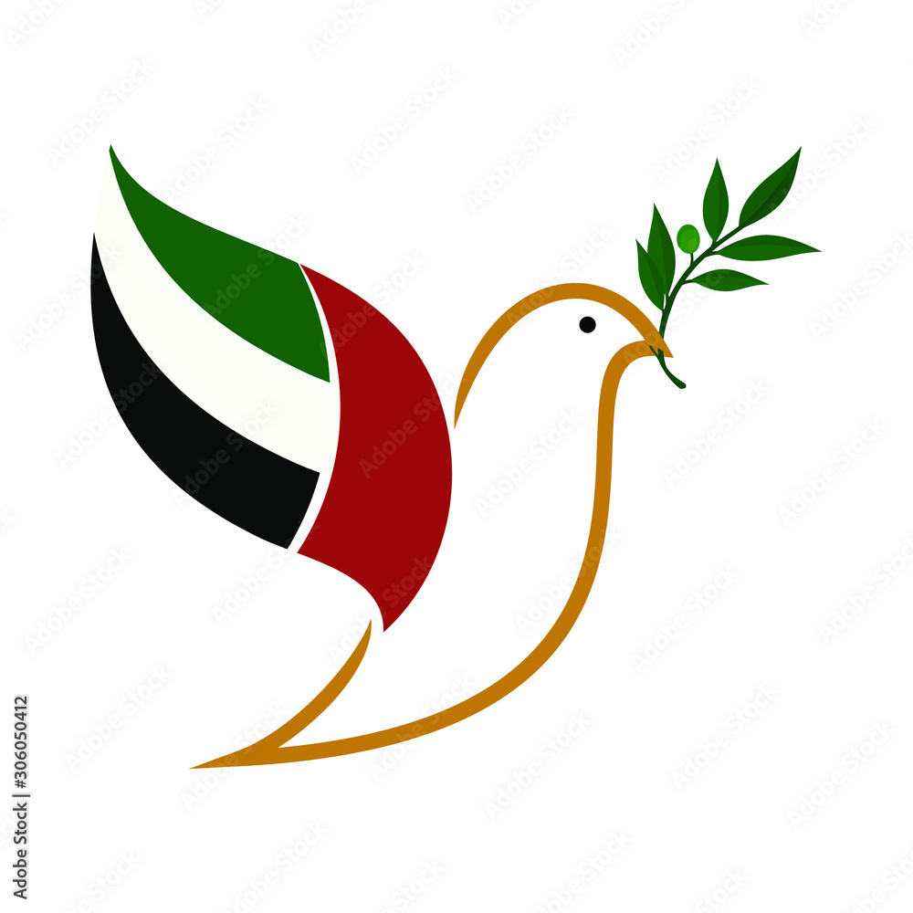 Peace Pigeon Symbol. Olive Leaf and White Dove Logo. United Arab ...