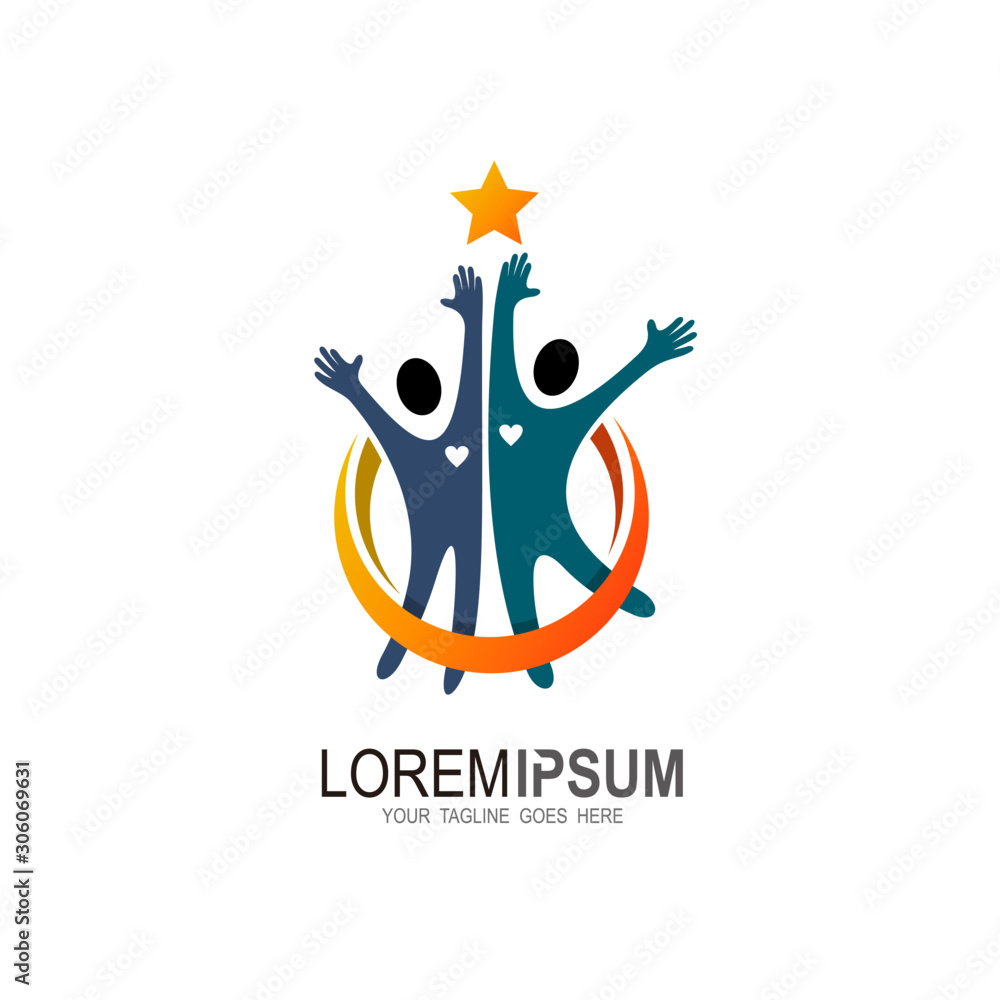 Human logo holding hands, Community logo with several people + Family ...