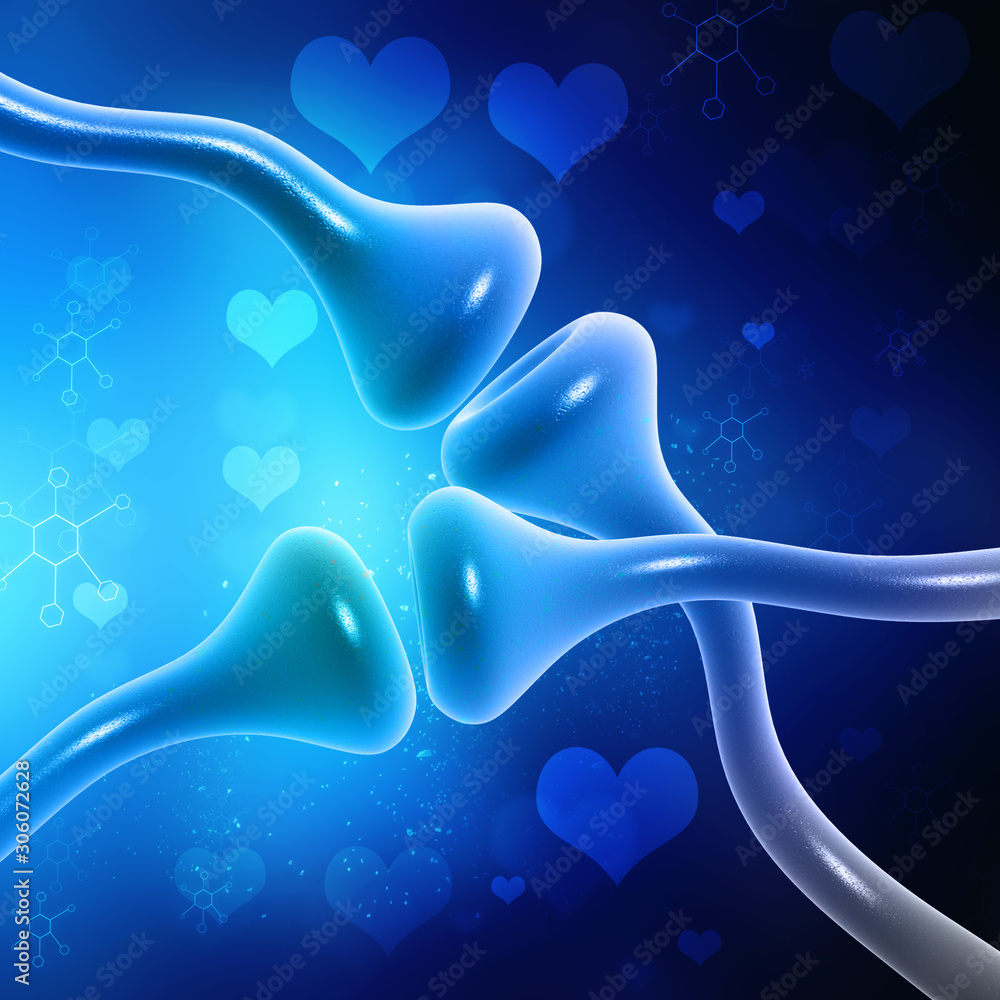 Synapse and Neuron cells sending electrical chemical signals. 3d rendering Stock Illustration ...