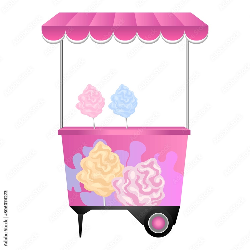 Cotton candy kiosk icon. Cartoon of cotton candy kiosk vector icon for ...