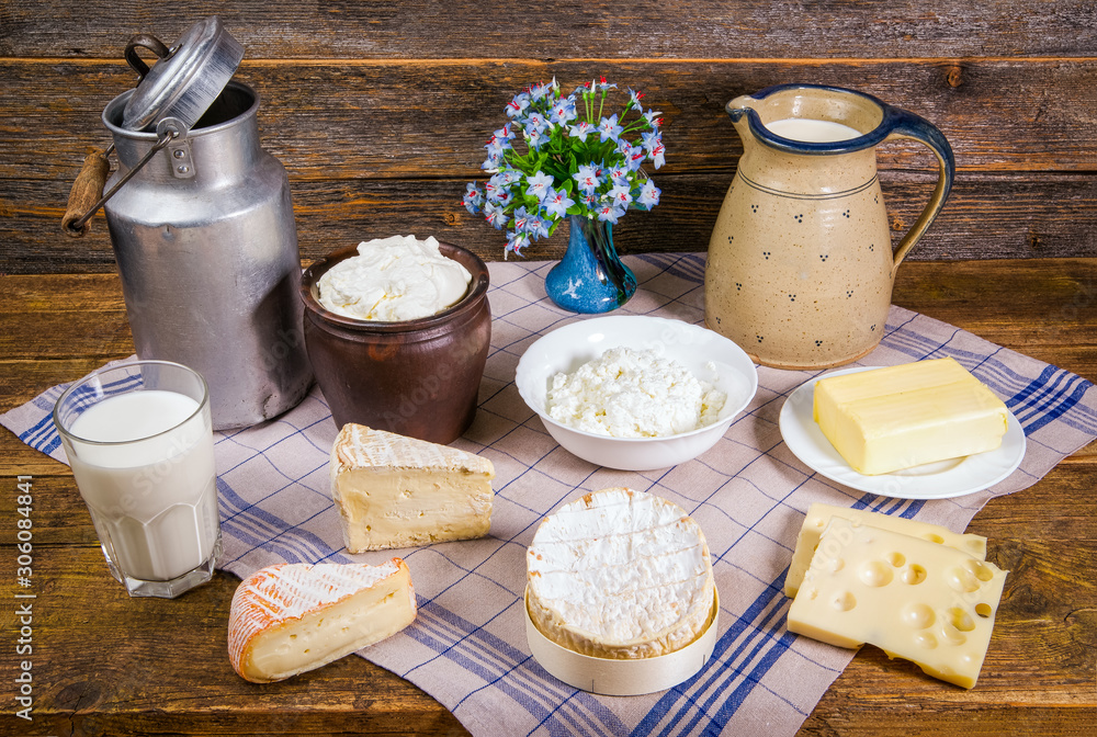 Arrangement of dairy products Stock Photo | Adobe Stock