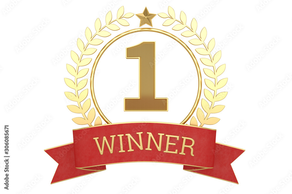 First place competition winner. Win award. Champion celebration with ...