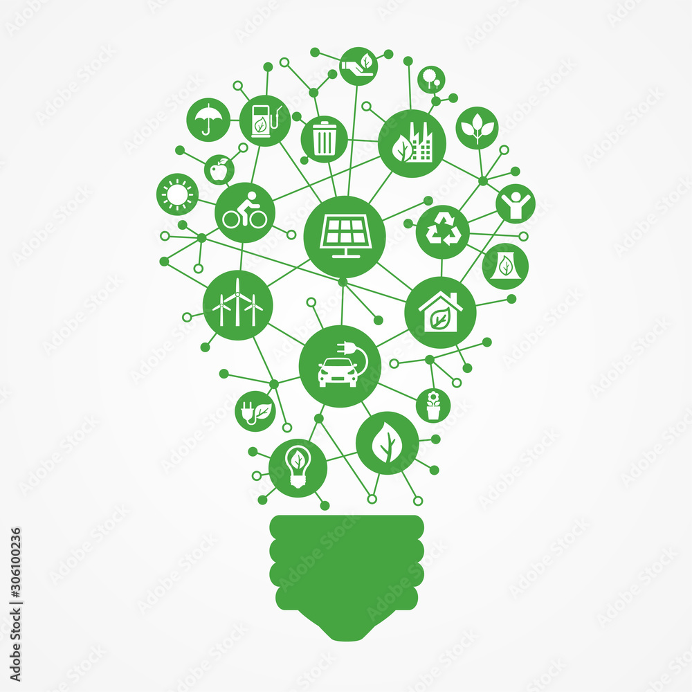 Renewable energy concept icon. Green electricity sources icons ...