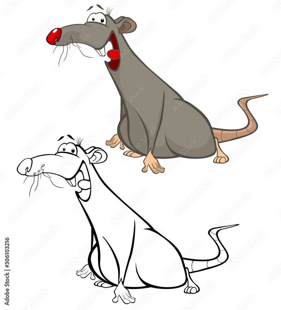 Vector Illustration of a Cute Cartoon Character Rat for you Design and ...