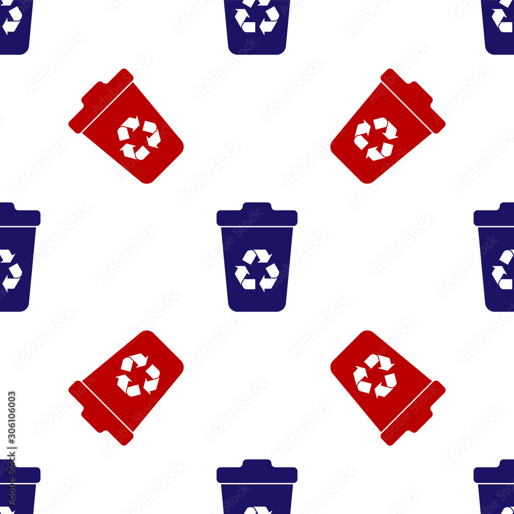 Blue and red Recycle bin with recycle symbol icon isolated seamless ...