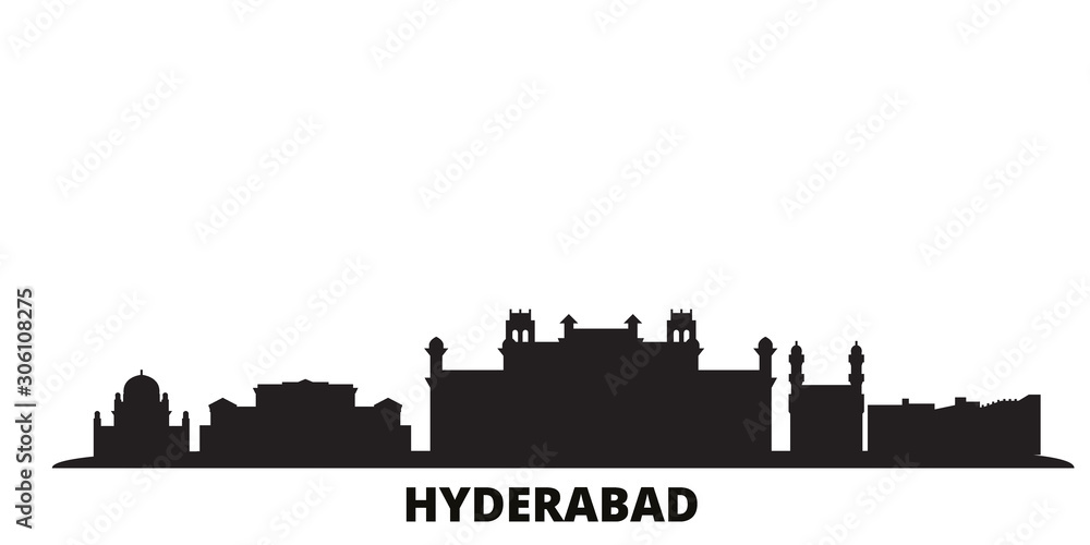 India, Hyderabad city skyline isolated vector illustration. India ...