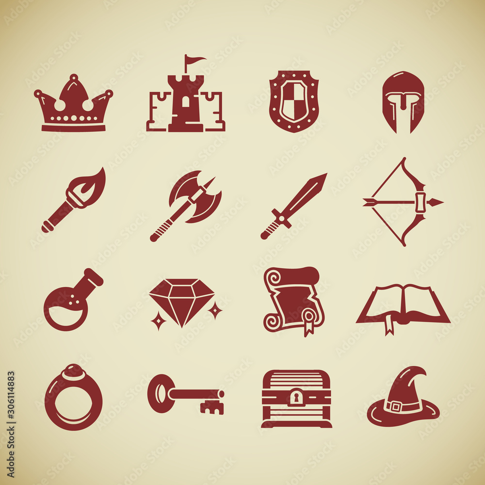 RPG role play PC game vector icons set Stock Vector | Adobe Stock
