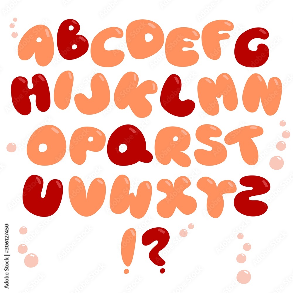 Bubble alphabet. Colored abc for kids design. Set of multicolored ...