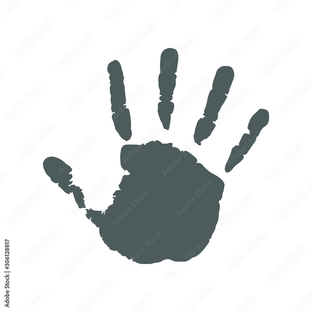 Hand print kid icon. Palmprint child sign isolated on white background ...