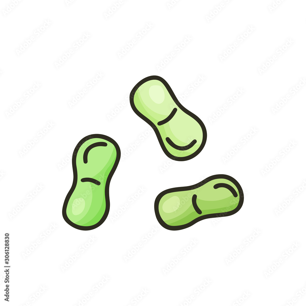 Streptococcus lactis. Color doodle bacteria icon. Cartoon illustration ...
