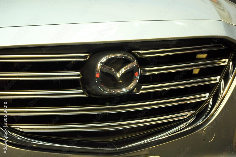 SEREMBAN, MALAYSIA -NOVEMBER 11, 2017: MAZDA car emblem and brand logo ...