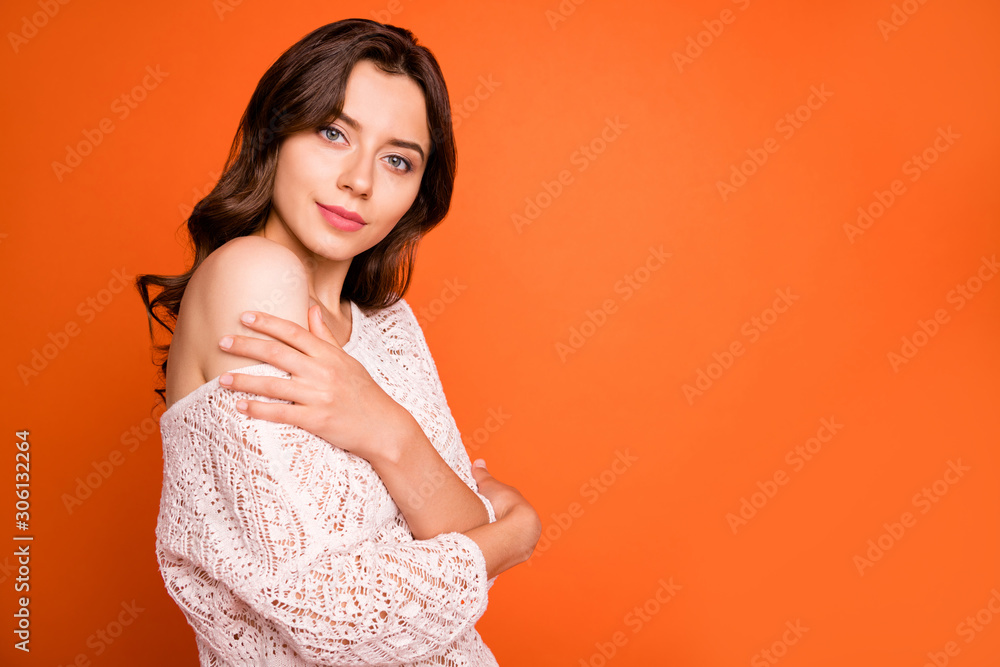 Portrait of gorgeous elegant girl lady true model want attract boys ...