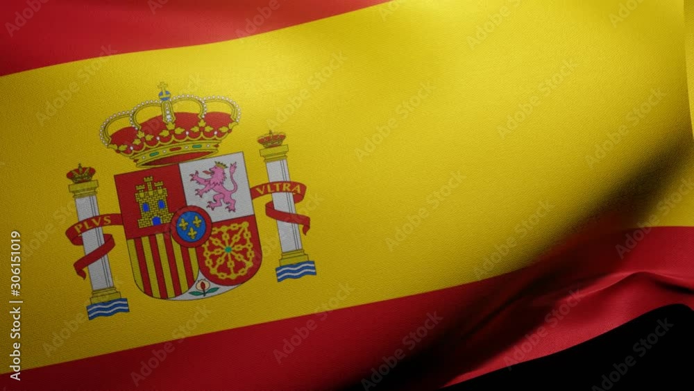Close up of Flag of spain video waving in wind. Realistic Animation ...