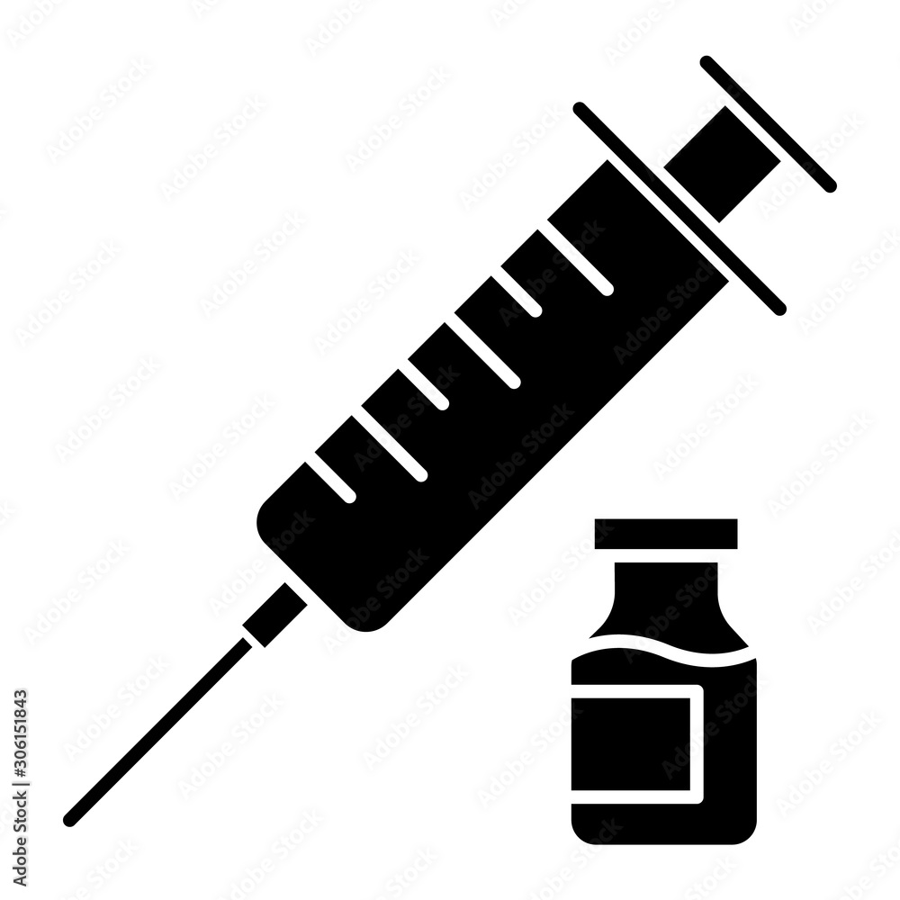 Vaccination glyph icon. Medical injection. Contraceptive syringe. HIV ...