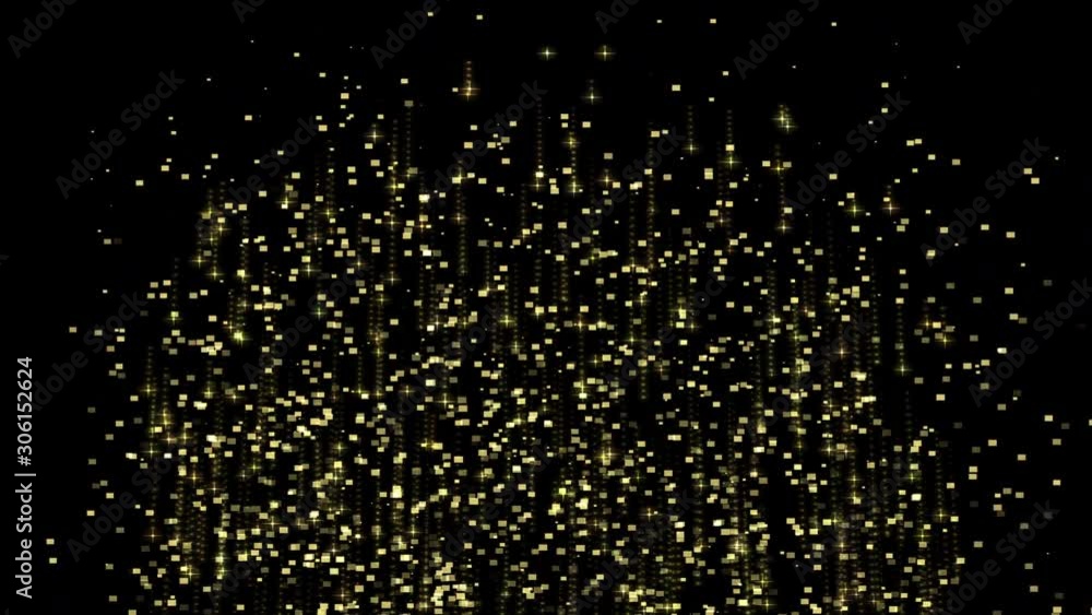 Falling gold sparkle rain glamor on black background. Golden stars fall ...