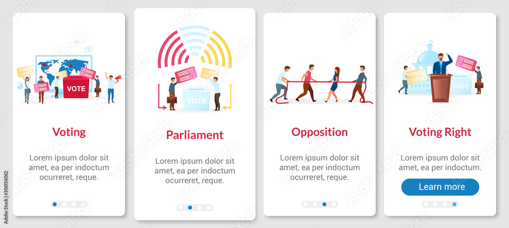 Election process onboarding mobile app page screen with vector template ...