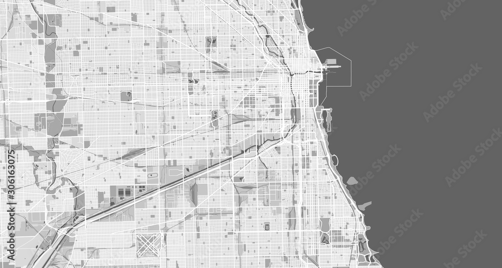 Detailed map of Chicago, USA Stock Vector | Adobe Stock