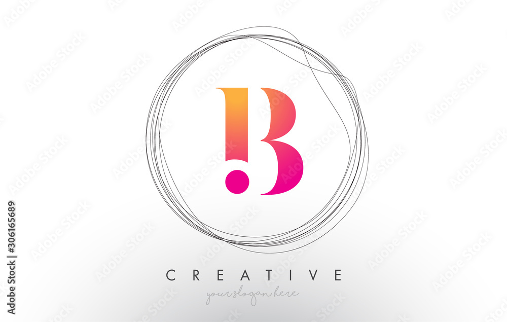 Artistic B Letter Logo Design With Creative Circular Wire Frame around ...