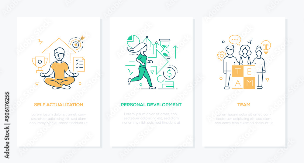 Self management skills - line design style banners set Stock Vector ...
