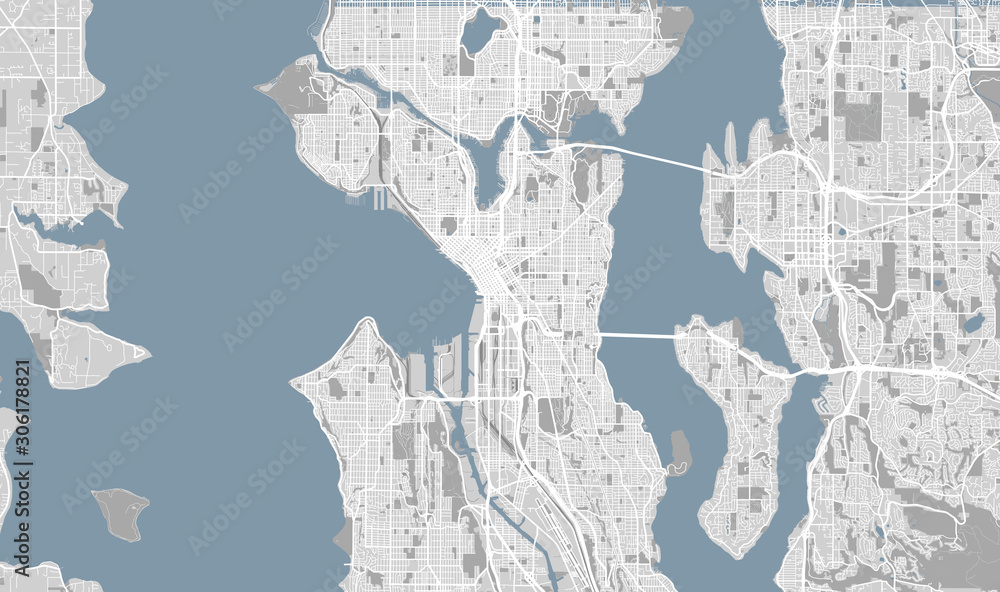 Detailed map of Seattle, USA Stock Vector | Adobe Stock