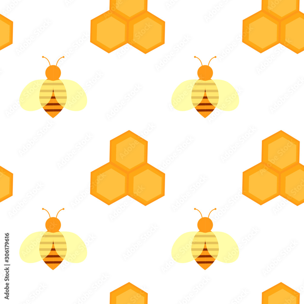 This is vector seamless pattern texture of honey, honey wax, bee, hive ...