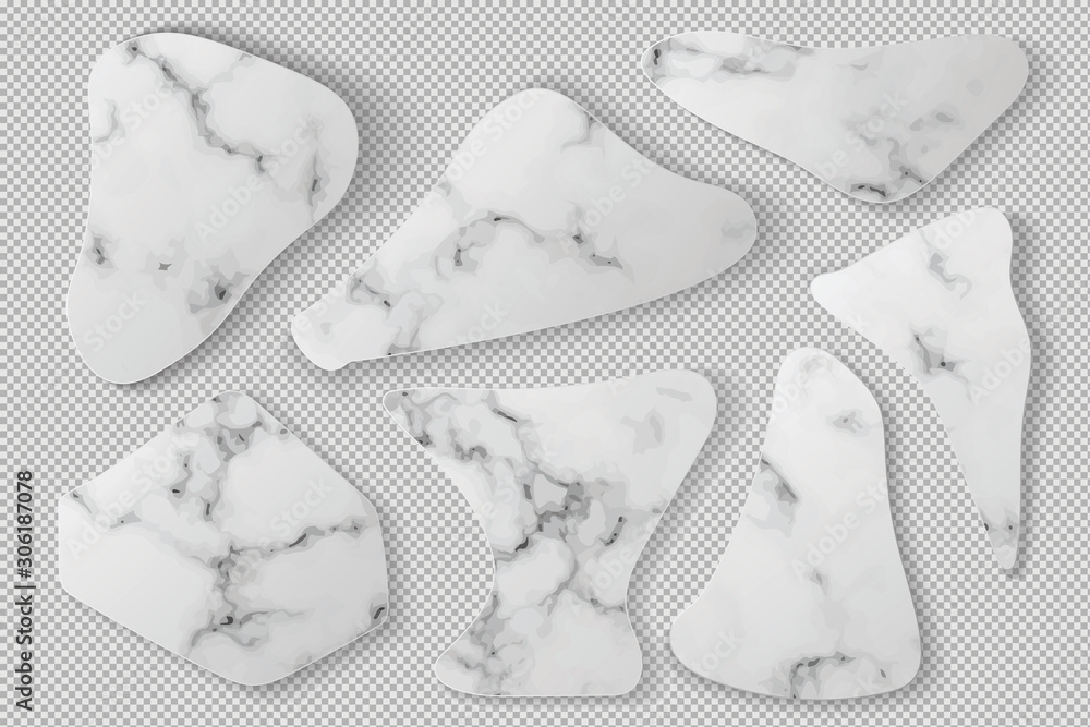 White Blank abstract Shape design marble template set with shadow on ...