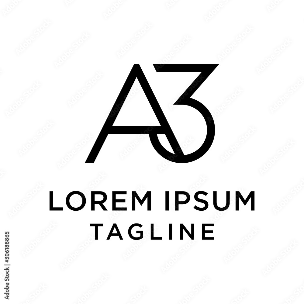 initial letter logo 3A, A3 logo template Stock Vector | Adobe Stock