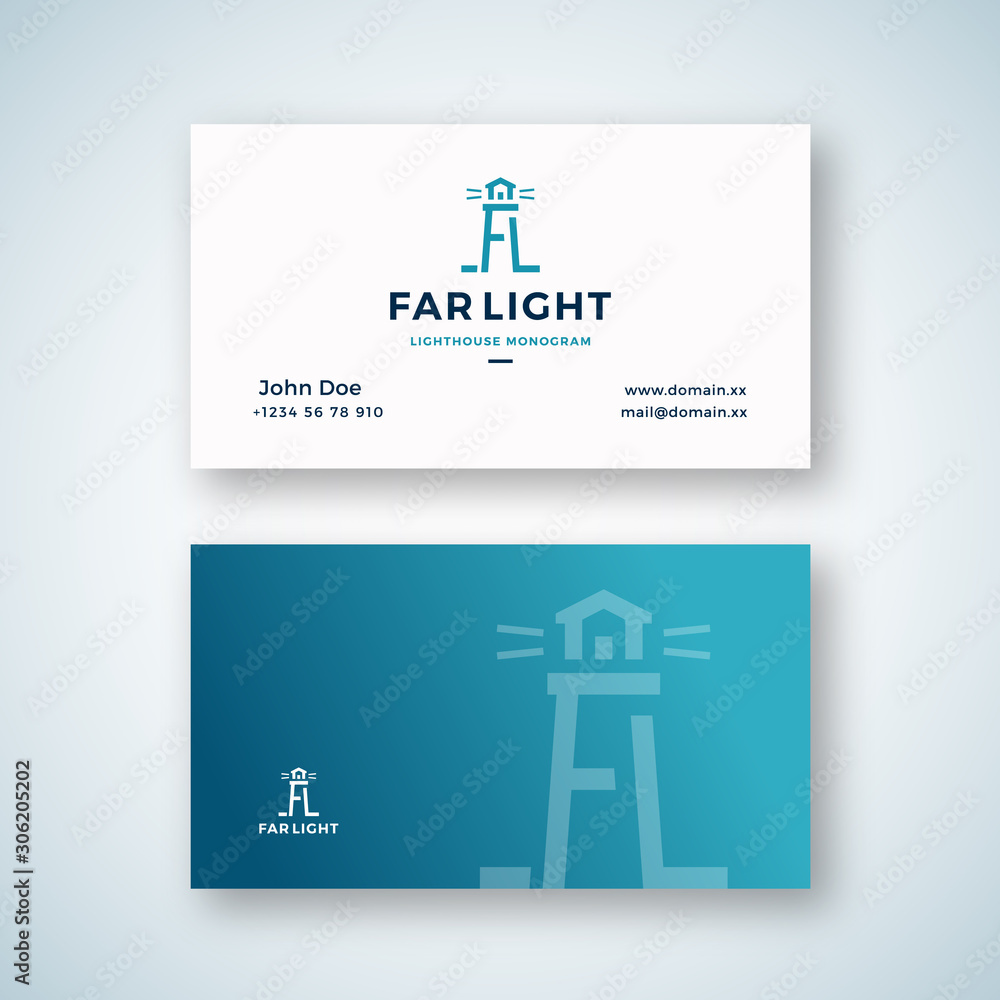 Far Light Abstract Vector Sign or Logo and Business Card Template ...