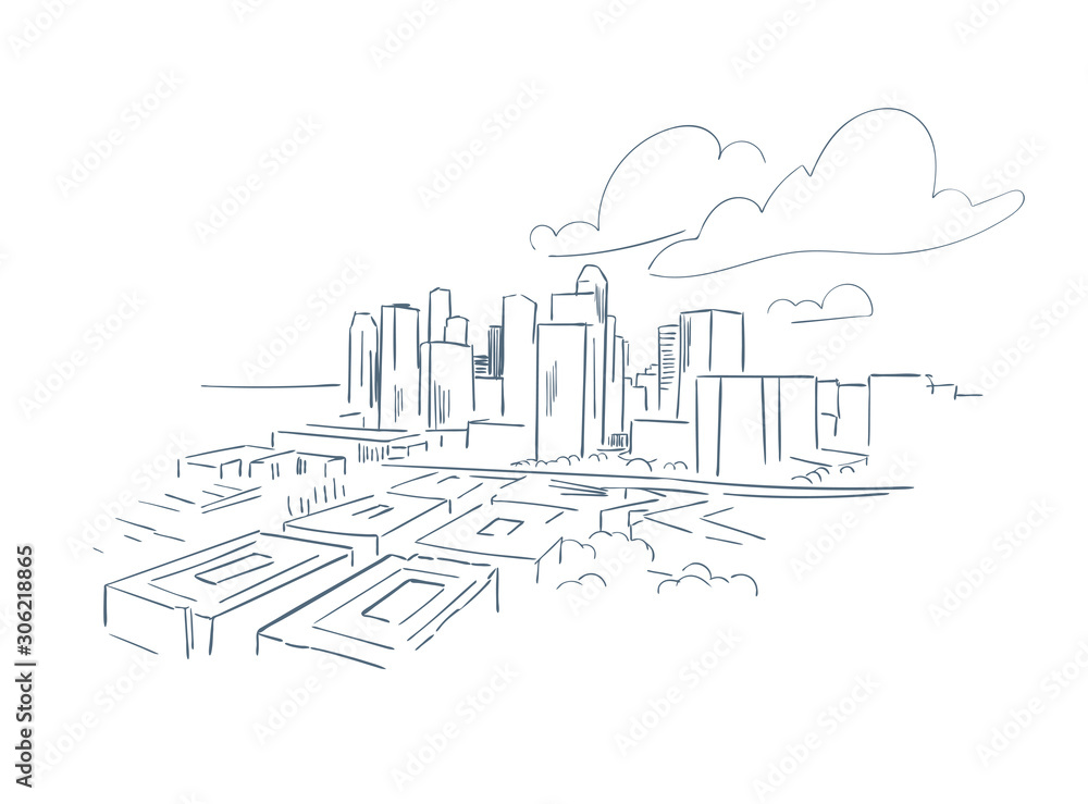 Houston Texas usa America vector sketch city illustration line art ...