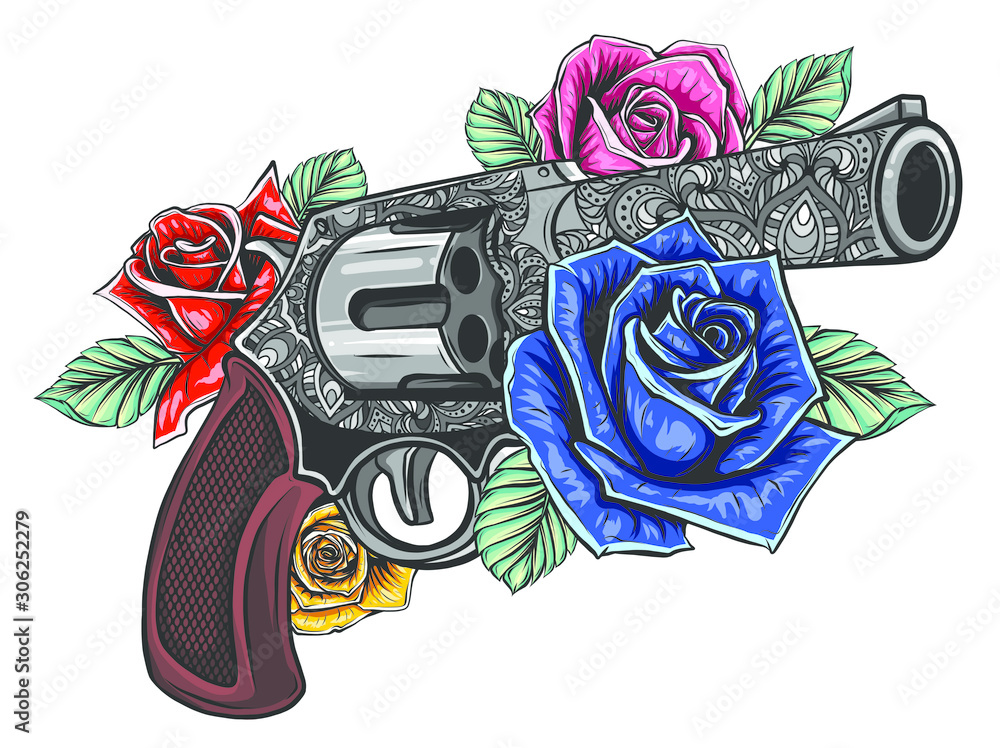Roses And Guns Drawings