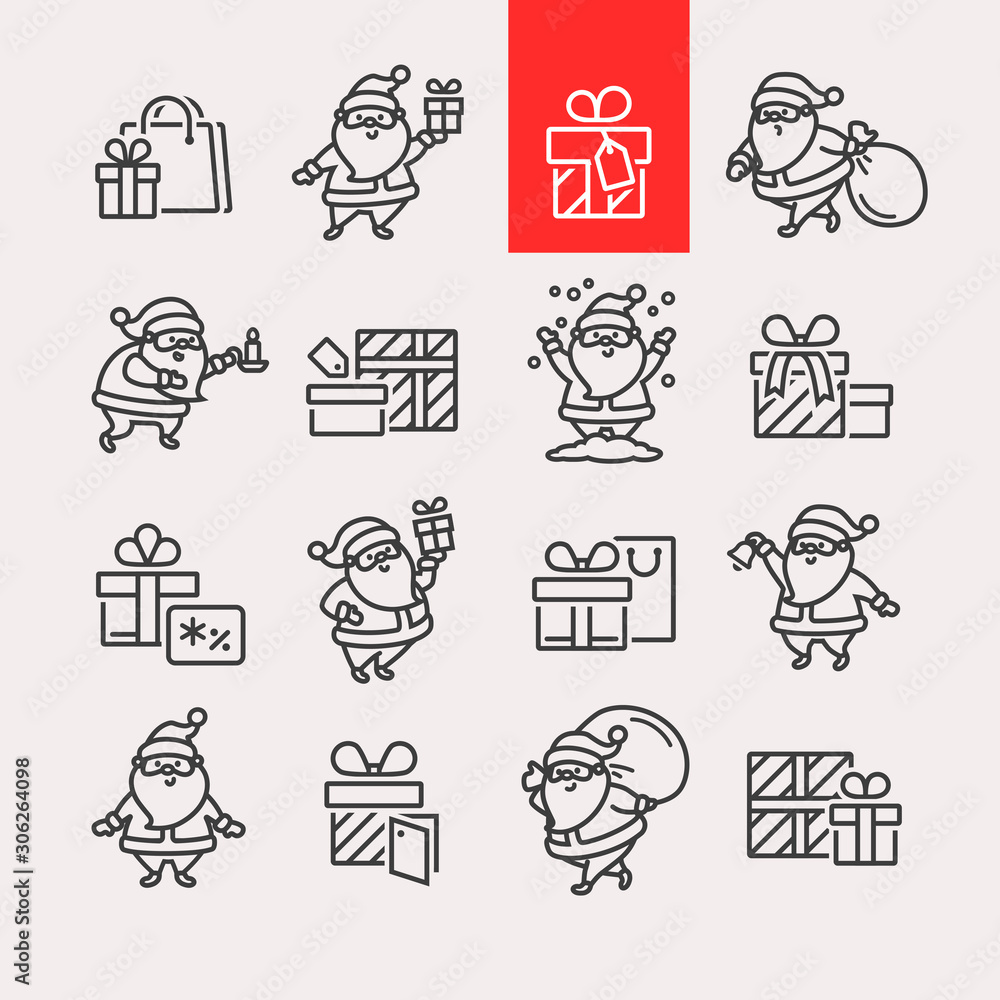 Vector Christmas characters icon set Stock Vector | Adobe Stock