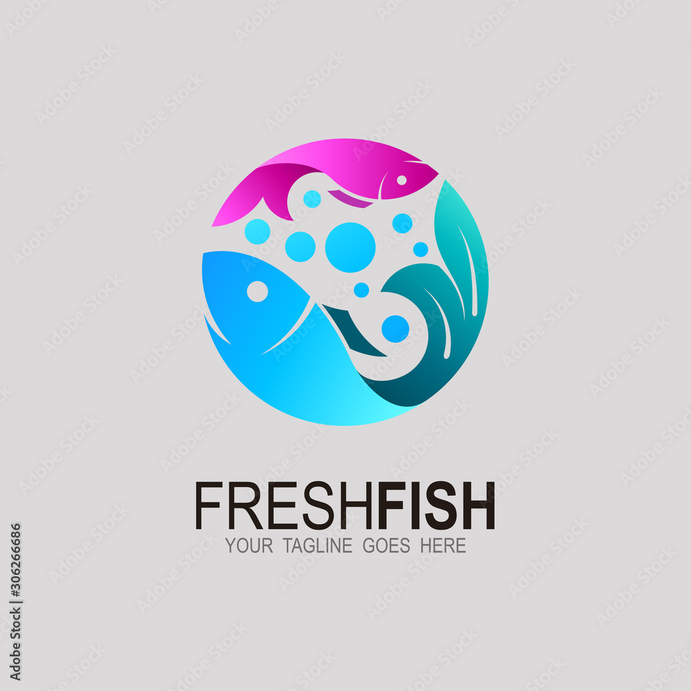 Logo of two twin fish design vector, Fish logo and circle icon Stock ...