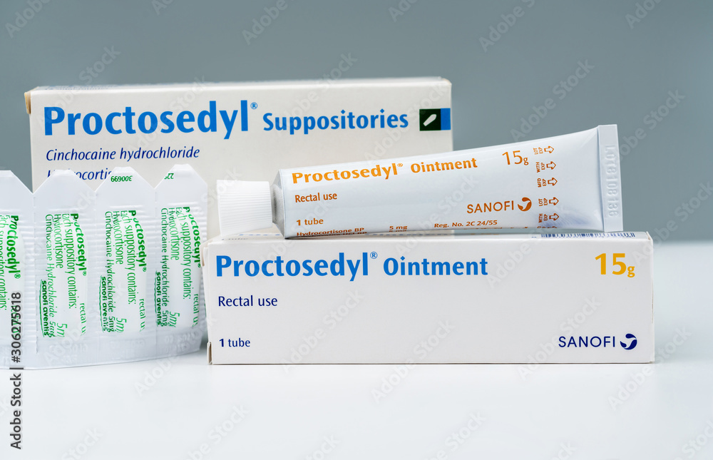 CHONBURI, THAILAND-AUGUST 3, 2018 : Proctosedyl Suppositories and ...