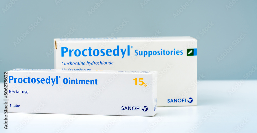 CHONBURI, THAILAND-AUGUST 3, 2018 : Proctosedyl Suppositories and ...