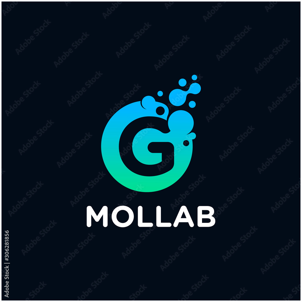initial Letter G with molecule element. Lab Logo Design concept. Design ...